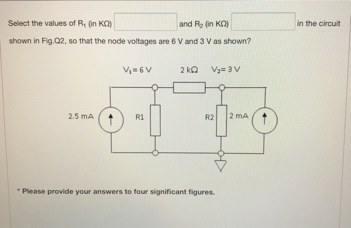 Solved Select the values of R, (in KO2) and R2 (in K2) in | Chegg.com
