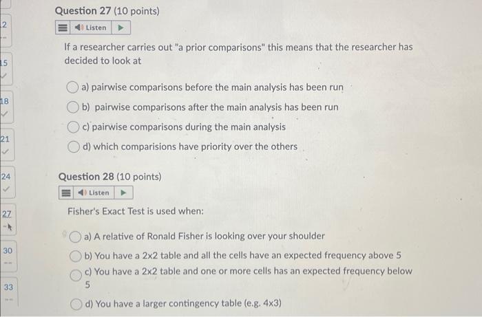 Solved If a researcher carries out "a prior comparisons" | Chegg.com