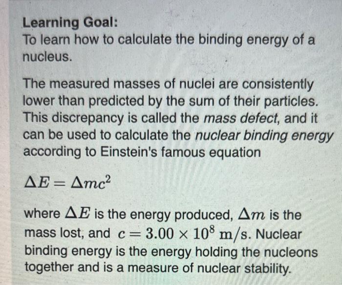 Solved Learning Goal: To learn how to calculate the binding | Chegg.com