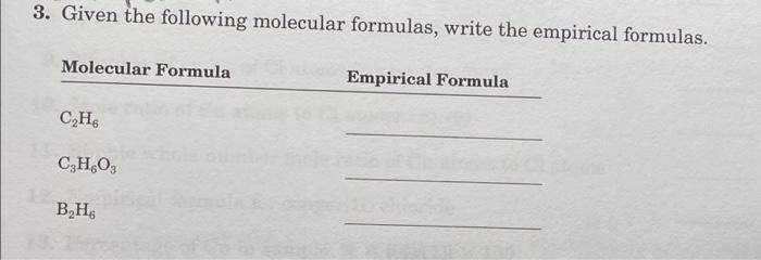 Solved 3. Given the following molecular formulas, write the | Chegg.com