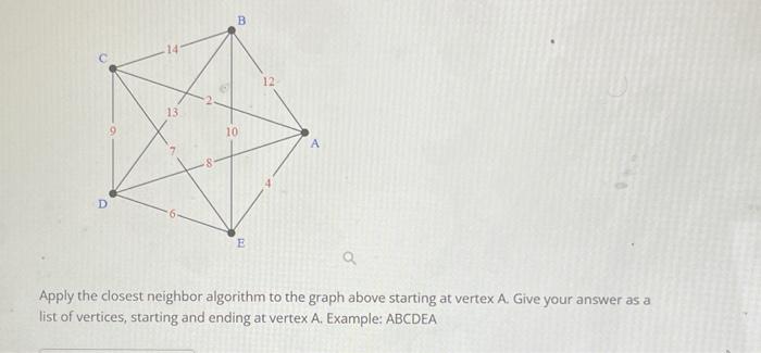 Solved Apply the closest neighbor algorithm to the graph | Chegg.com