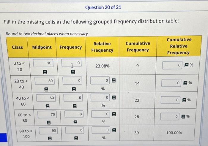 Solved Fill in the missing cells in the following grouped | Chegg.com