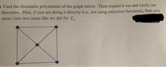 Solved Find the chromatic polynomial of the graph below. | Chegg.com