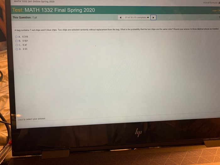 Solved MATH 1332 2A1 Online Spring 2020 Test: MATH 1332 | Chegg.com