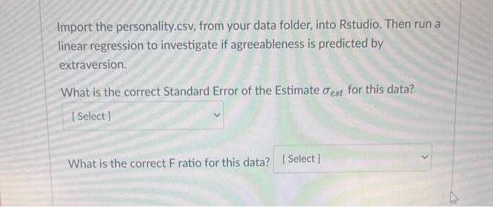 Import the personality.csv, from your data folder, | Chegg.com