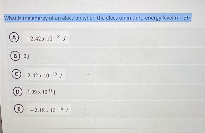 Solved The energy of an electron is given by the following | Chegg.com