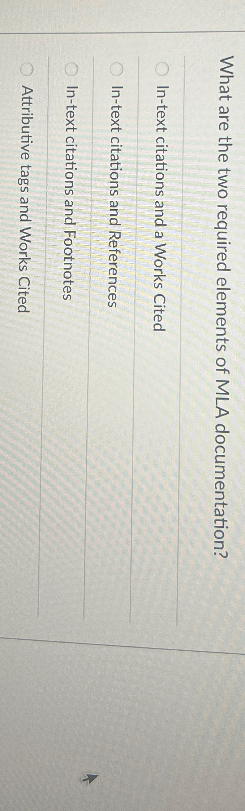 What are the two required elements of MLA | Chegg.com