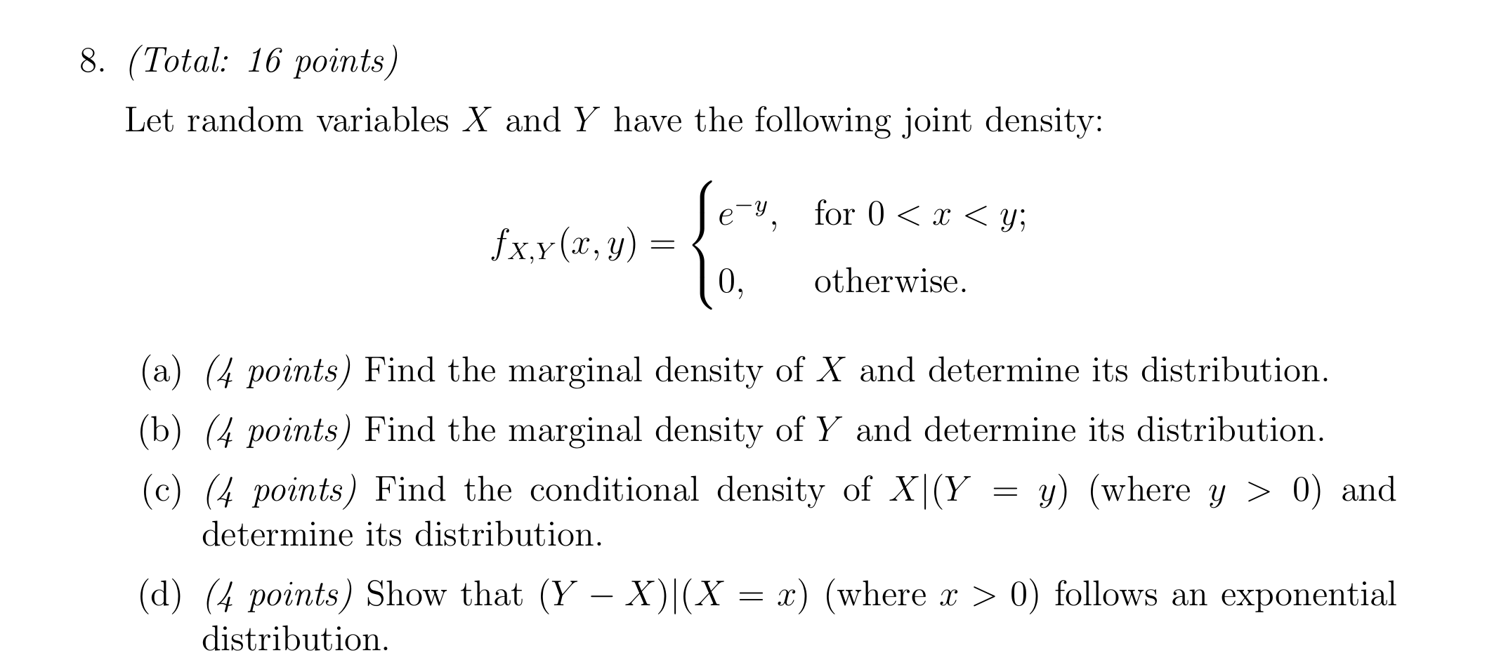 Solved (Total: 16 ﻿points)Let random variables x ﻿and Y | Chegg.com