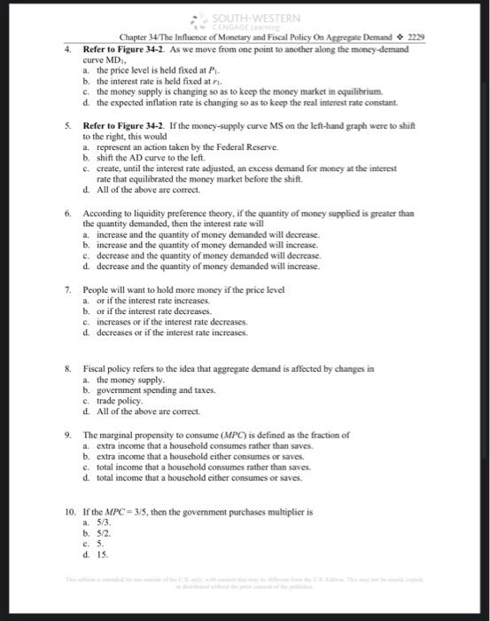Solved Figure 34-2. On the left-hand graph, MS represents | Chegg.com