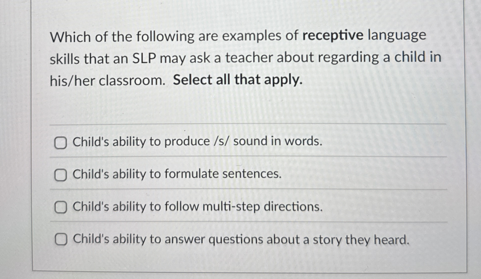 Solved Which of the following are examples of receptive | Chegg.com