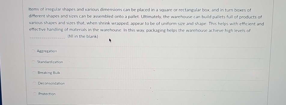 Solved Items of irregular shapes and various dimensions can | Chegg.com