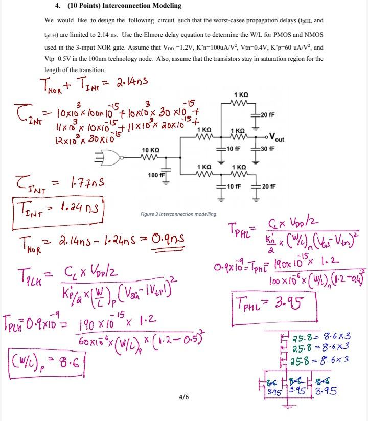 Solved 4. (10 Points) Interconnection Modeling We would like | Chegg.com
