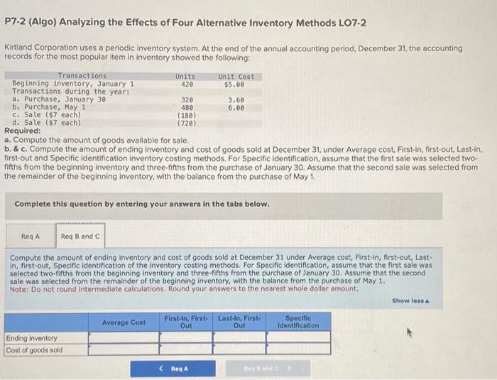 Solved P7-2 (Algo) Analyzing the Effects of Four Alternative | Chegg.com