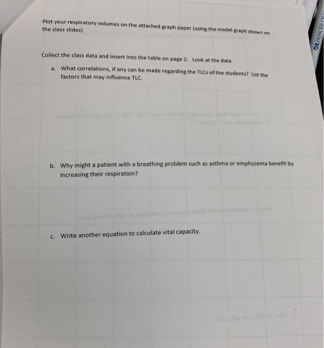 Solved Plot your respiratory volumes on the attached graph | Chegg.com