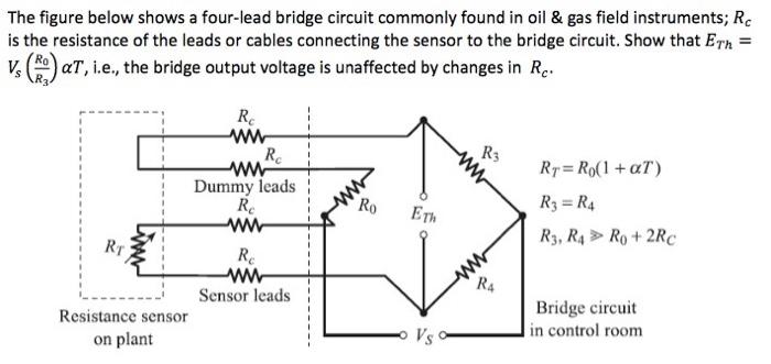 Solved The figure below shows a four-lead bridge circuit | Chegg.com