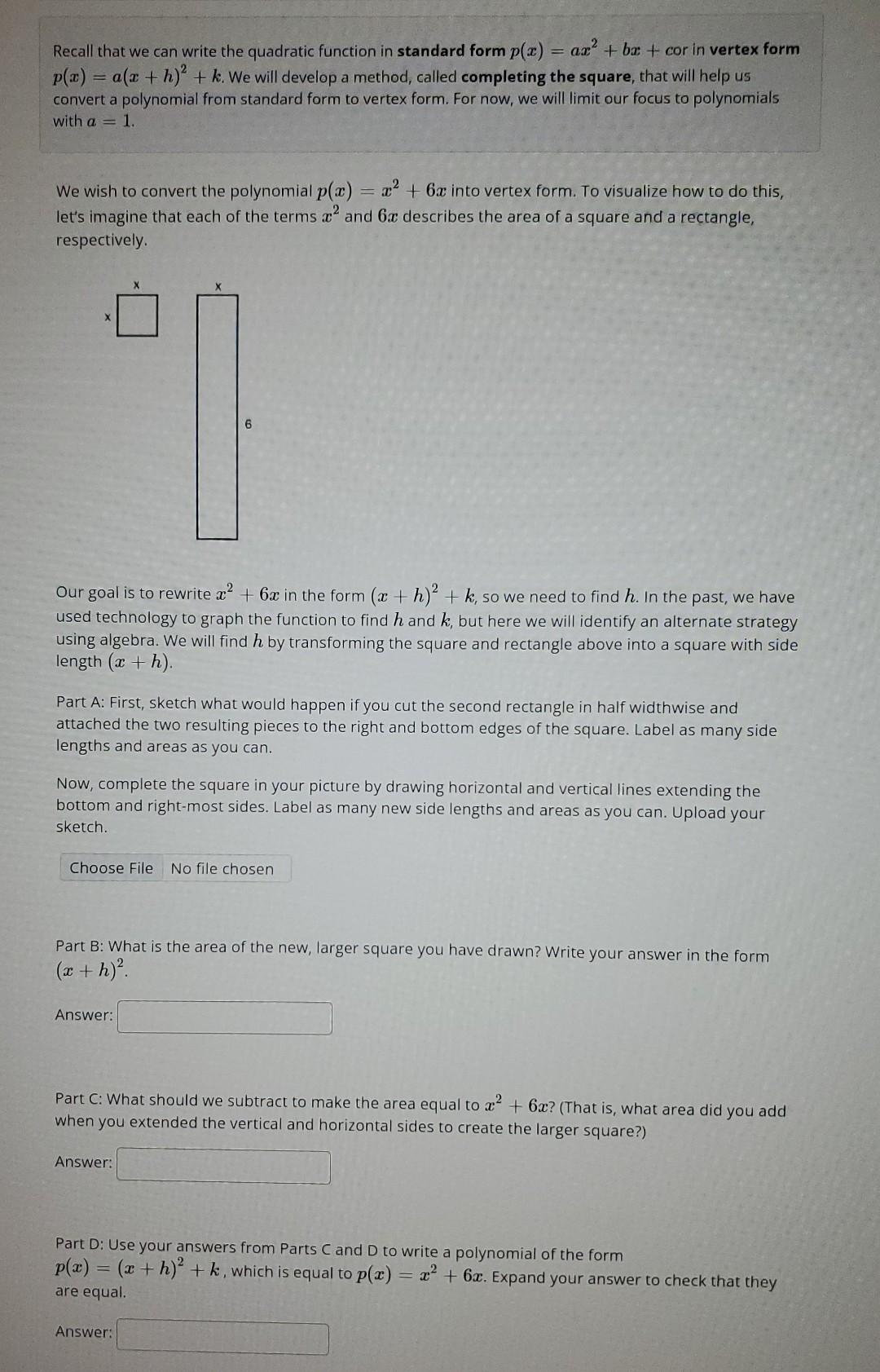 Solved Recall that we can write the quadratic function in | Chegg.com