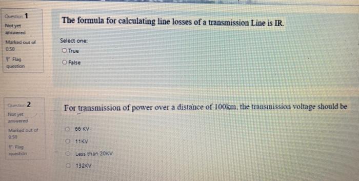 Solved Question 1 The formula for calculating line losses of | Chegg.com