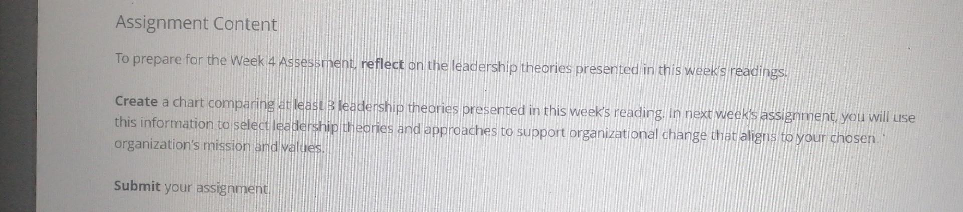 Assignment Content To prepare for the Week 4 | Chegg.com