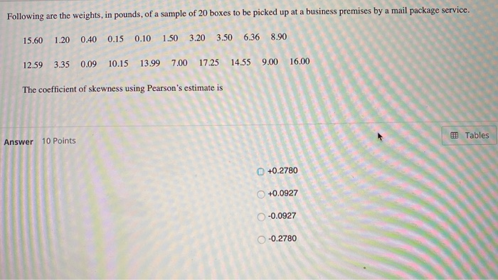Solved Following are the weights, in pounds, of a sample of | Chegg.com