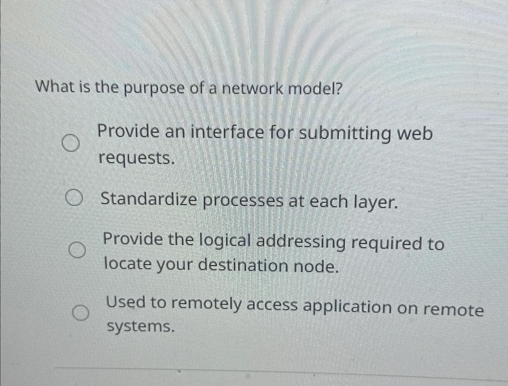 Solved What is the purpose of a network model?Provide an | Chegg.com