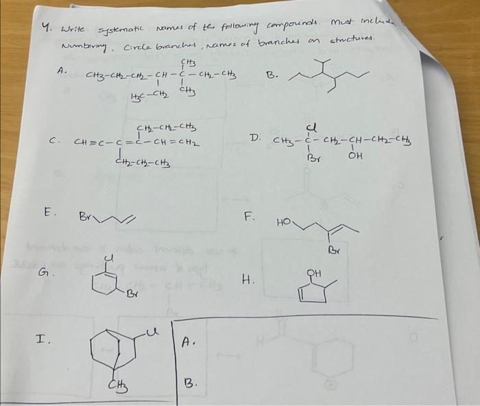 Solved 4. Write systematic names of the following compounds | Chegg.com