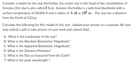 Solved Consider a model for the star Dschubba, the center | Chegg.com