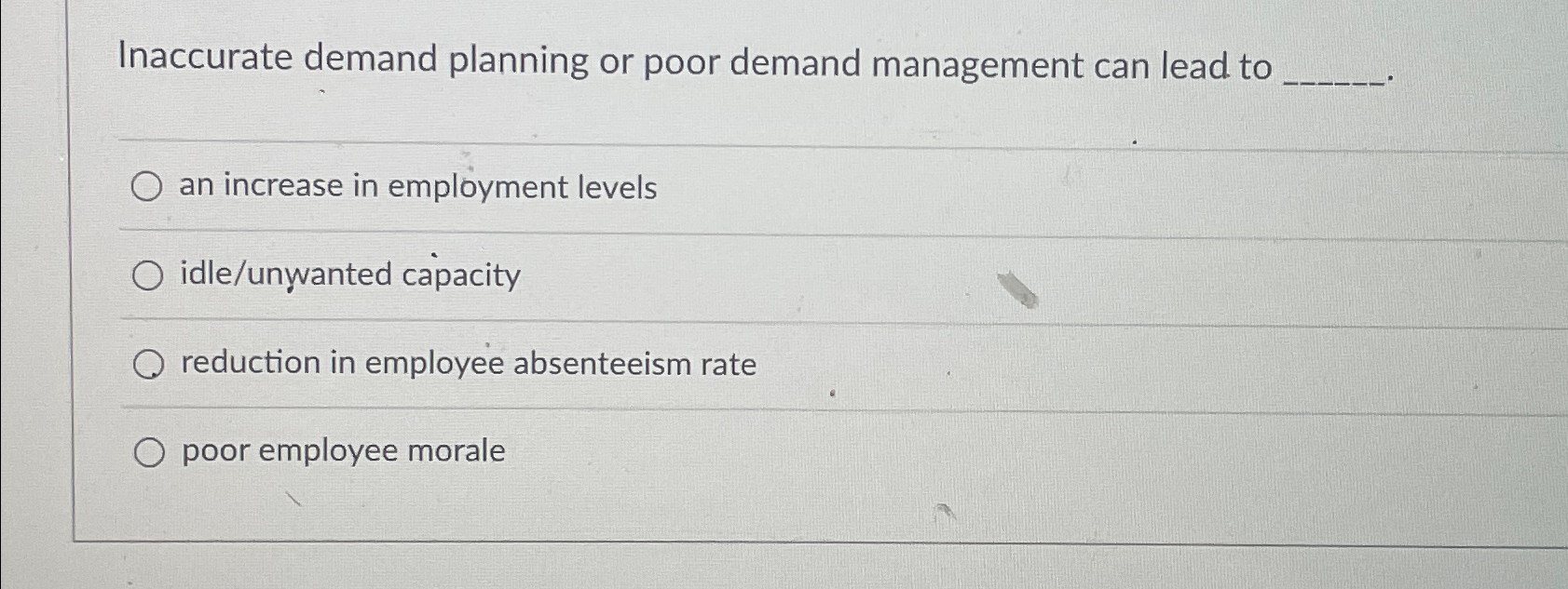 Solved Inaccurate demand planning or poor demand management | Chegg.com