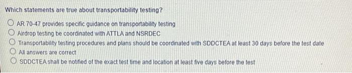 Which statements are true about transportability | Chegg.com