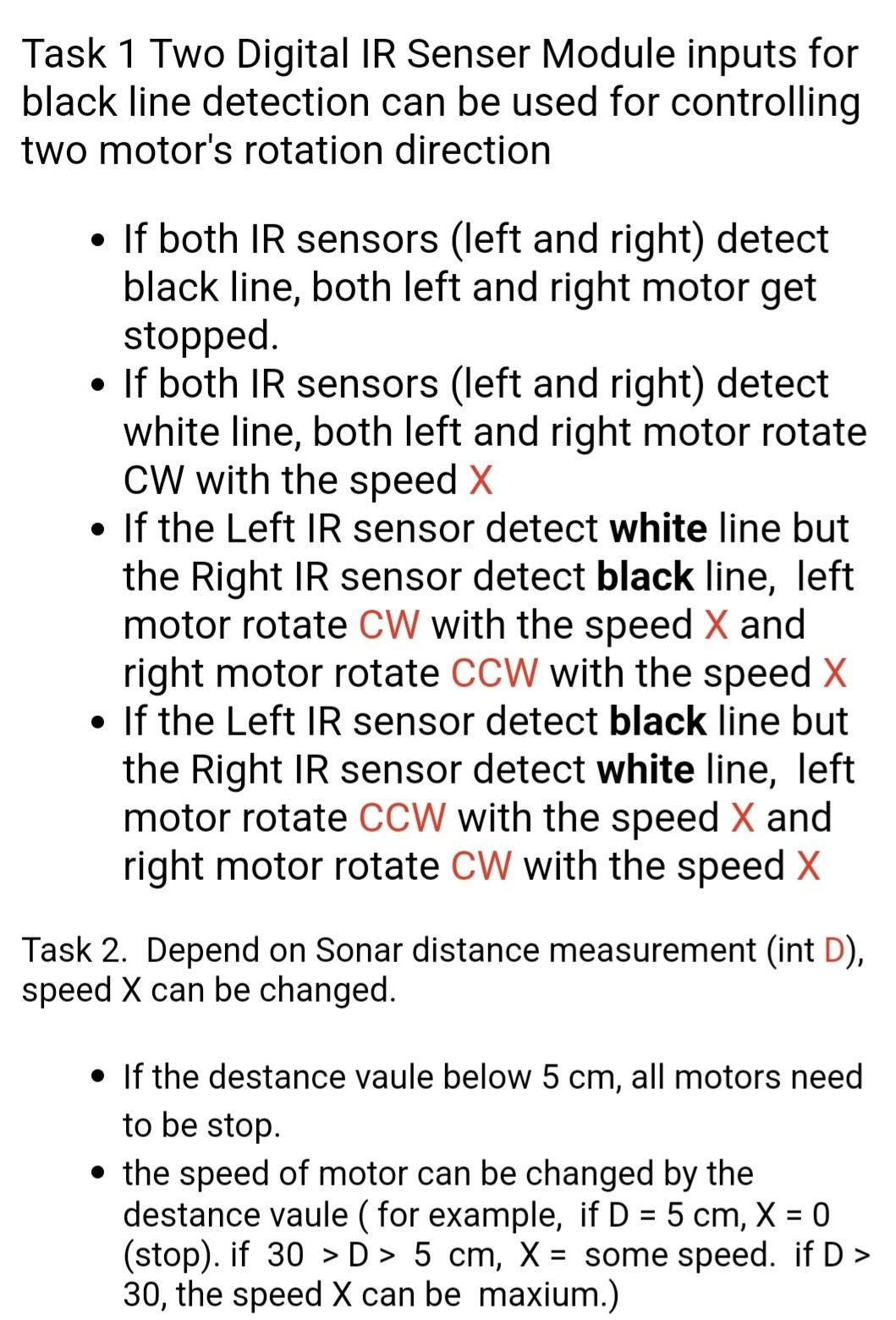 Solved Task 1 Two Digital IR Senser Module inputs for black | Chegg.com