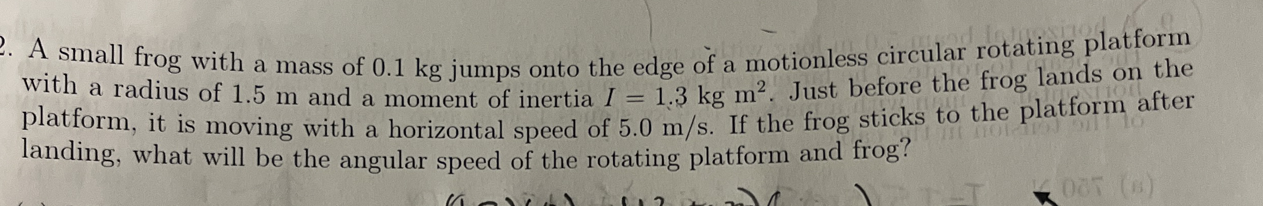 Solved A small frog with a mass of 0.1 ﻿kg jumps onto the | Chegg.com
