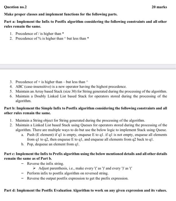 Solved Question no.2 20 marks Make proper classes and | Chegg.com