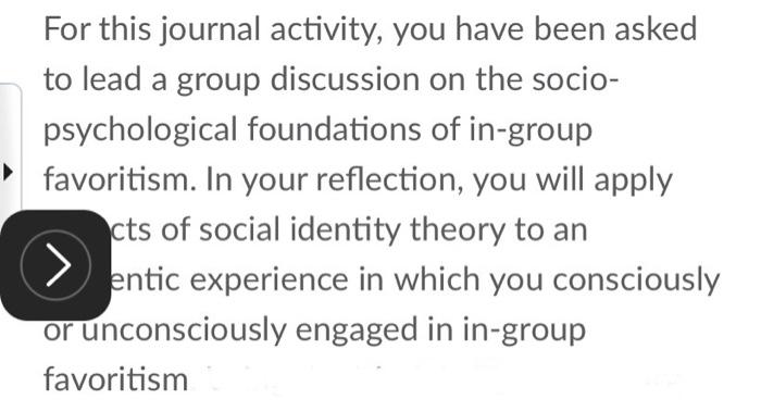 Solved Describe this experience and the ways in which it | Chegg.com