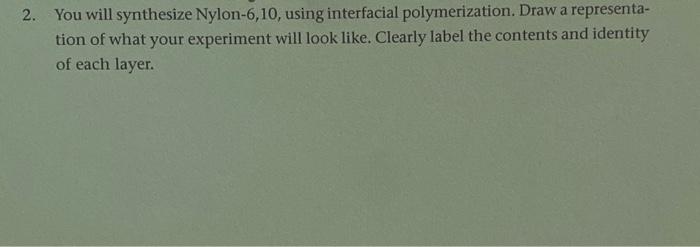 Solved You will synthesize Nylon- 6,10 , using interfacial | Chegg.com
