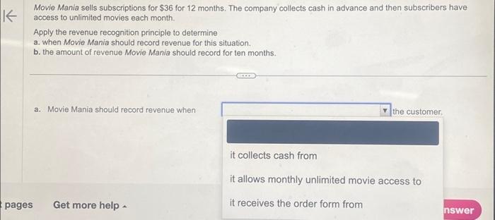 Solved Movie Mania sells subscriptions for $36 for 12 | Chegg.com