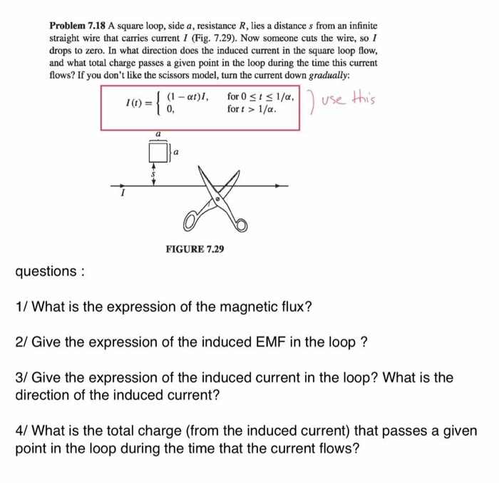 Solved Problem 7.18 A square loop, side a, resistance R, | Chegg.com