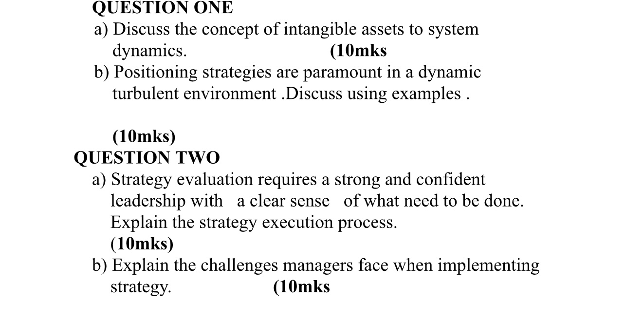Solved QUESTION ONEa) ﻿Discuss the concept of intangible | Chegg.com