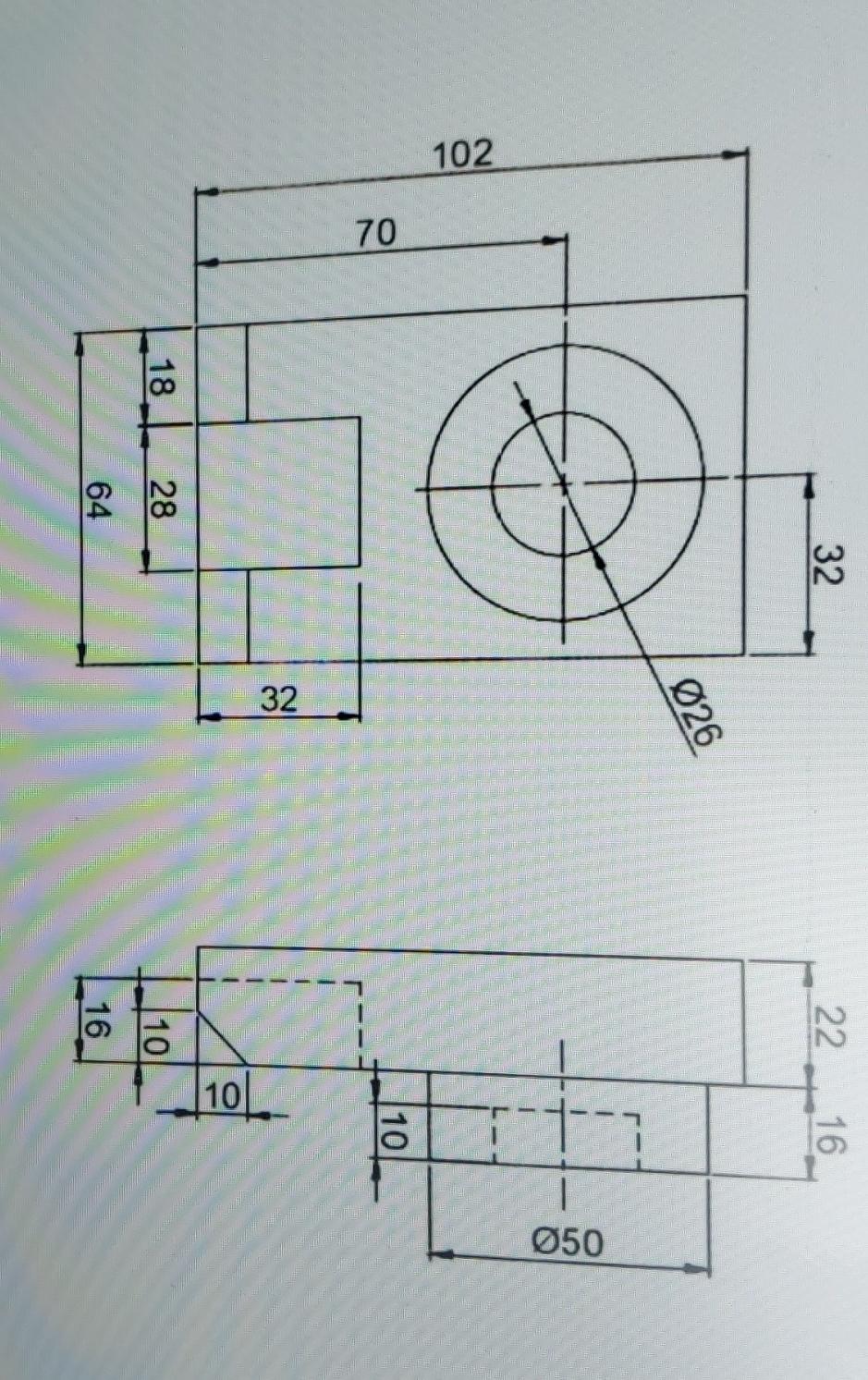 Solved front and left side views of the object are given. | Chegg.com