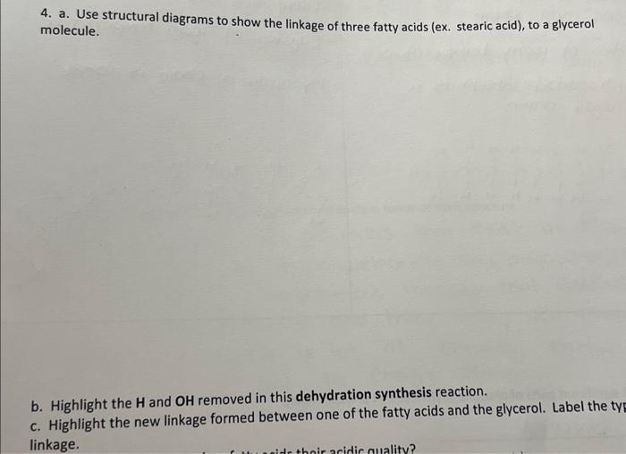 Solved 4. a. Use structural diagrams to show the linkage of | Chegg.com