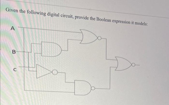 Solved Given the following digital circuit, provide the | Chegg.com