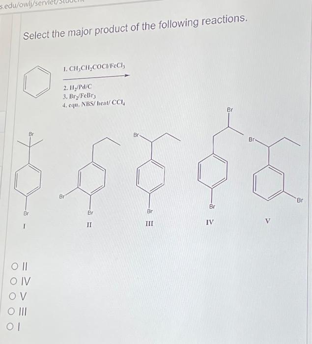 Solved Select the major product of the following reactions. | Chegg.com