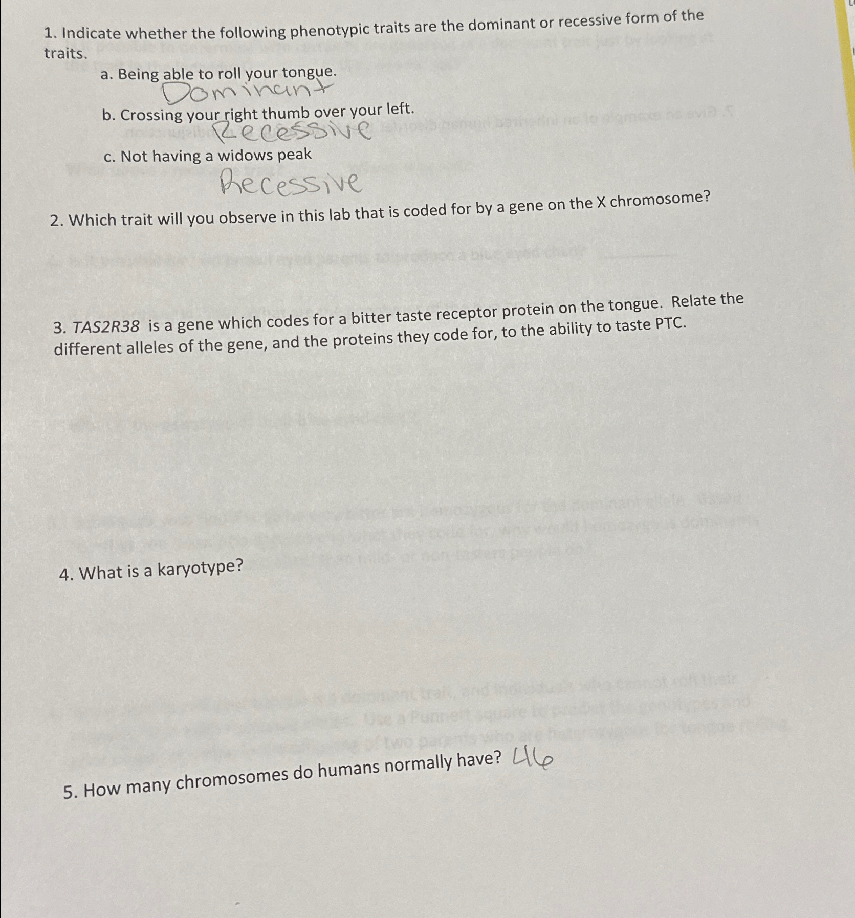 Solved Indicate whether the following phenotypic traits are | Chegg.com