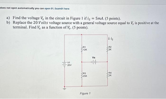 Solved a) Find the voltage Vx in the circuit in Figure 1 if | Chegg.com
