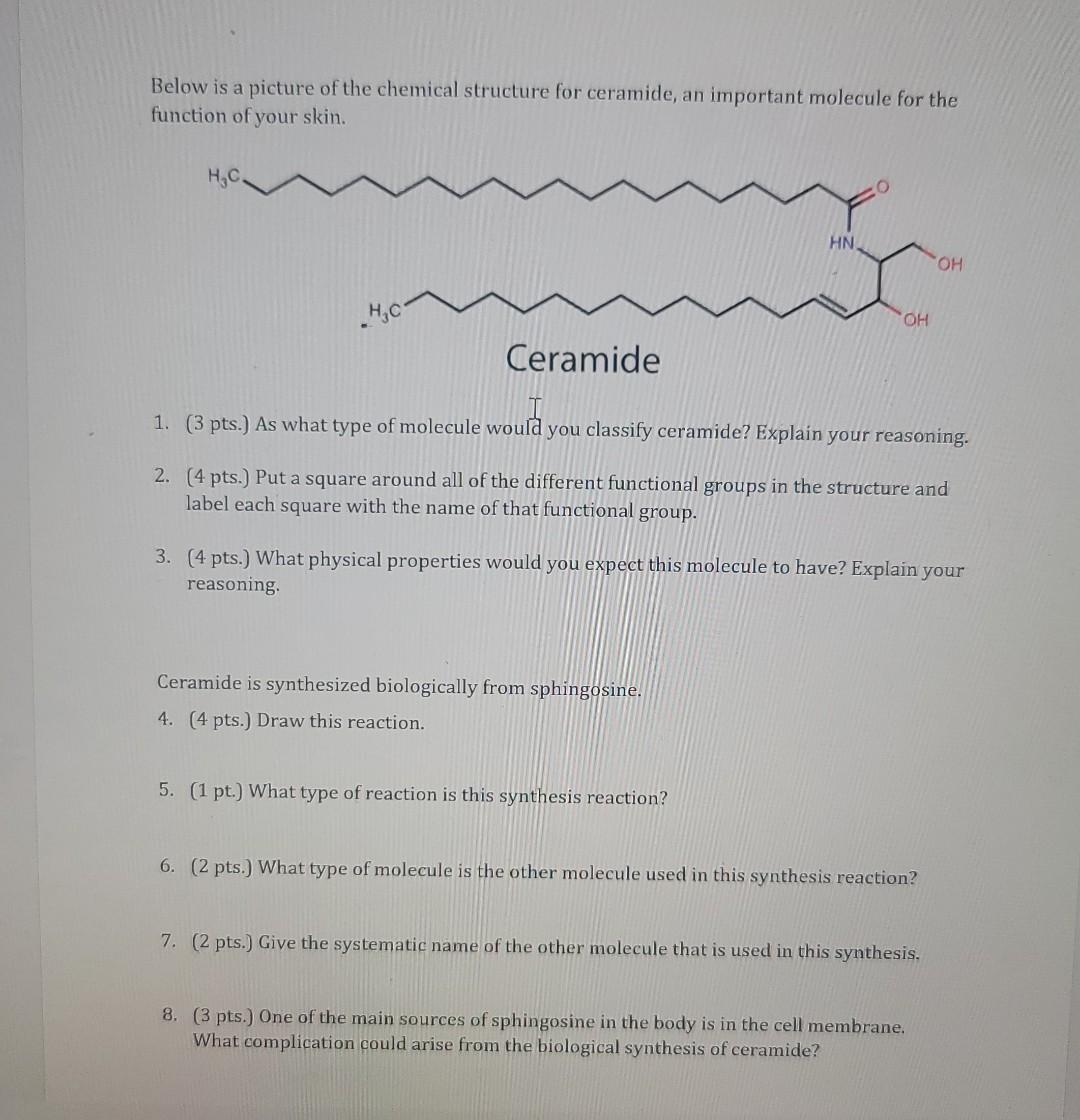 Solved Below is a picture of the chemical structure for | Chegg.com