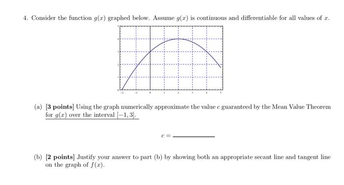 Consider the function g(x) graphed below. Assume g(x) | Chegg.com