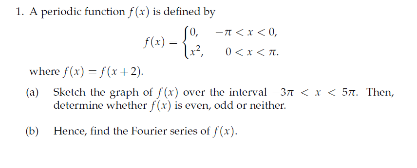 Solved A periodic function f(x) is ﻿defined | Chegg.com