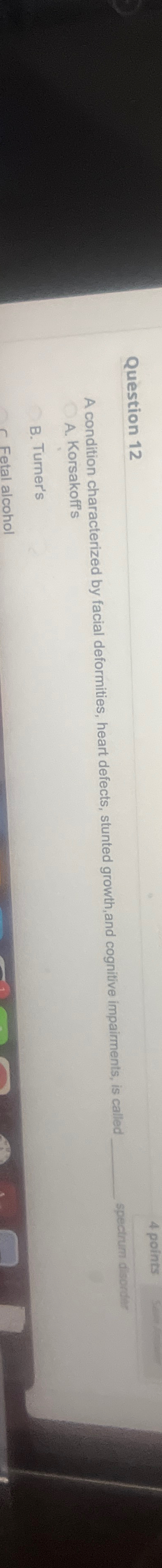 Solved Question 12A condition characterized by facial | Chegg.com