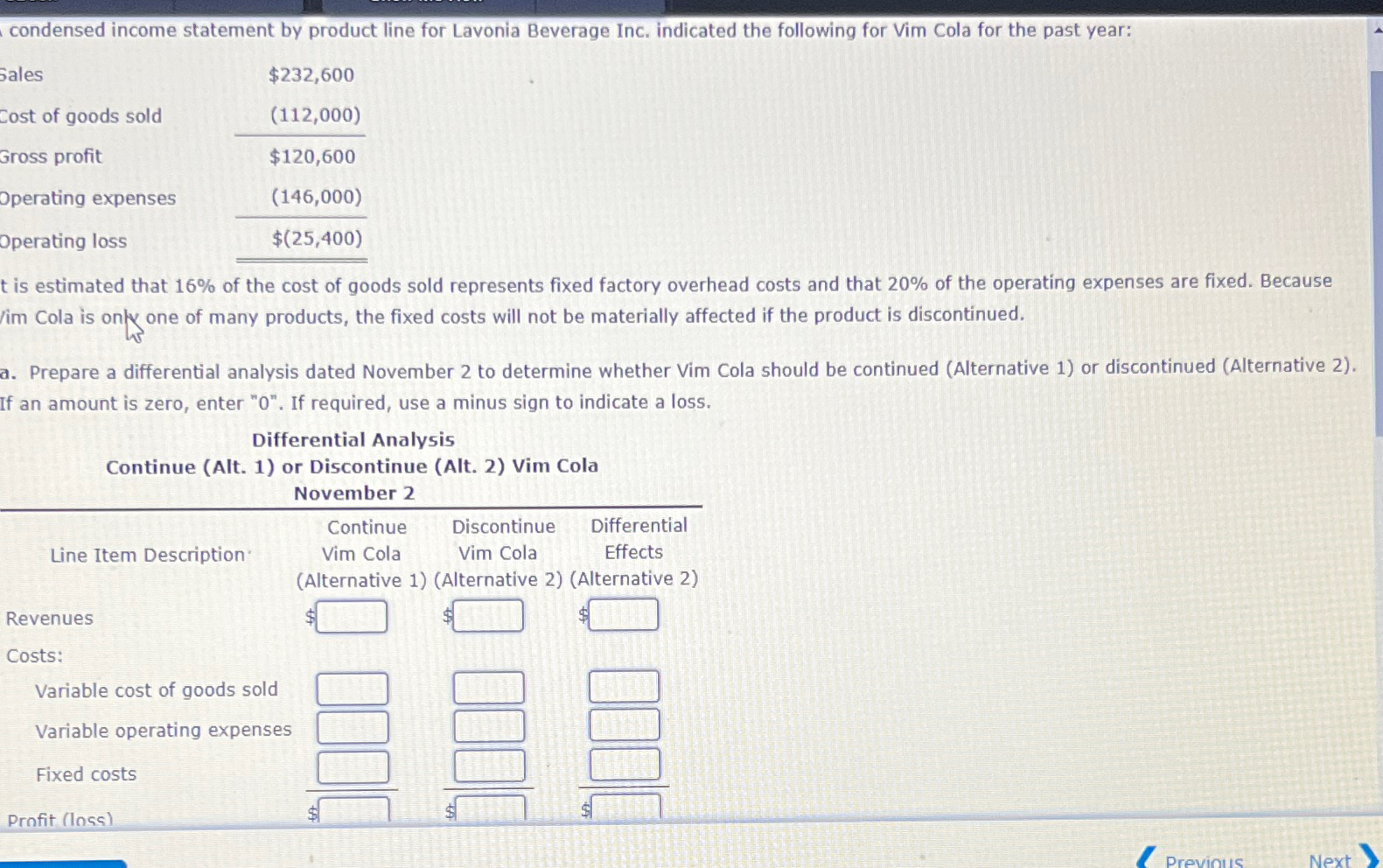 Solved condensed income statement by product line for | Chegg.com