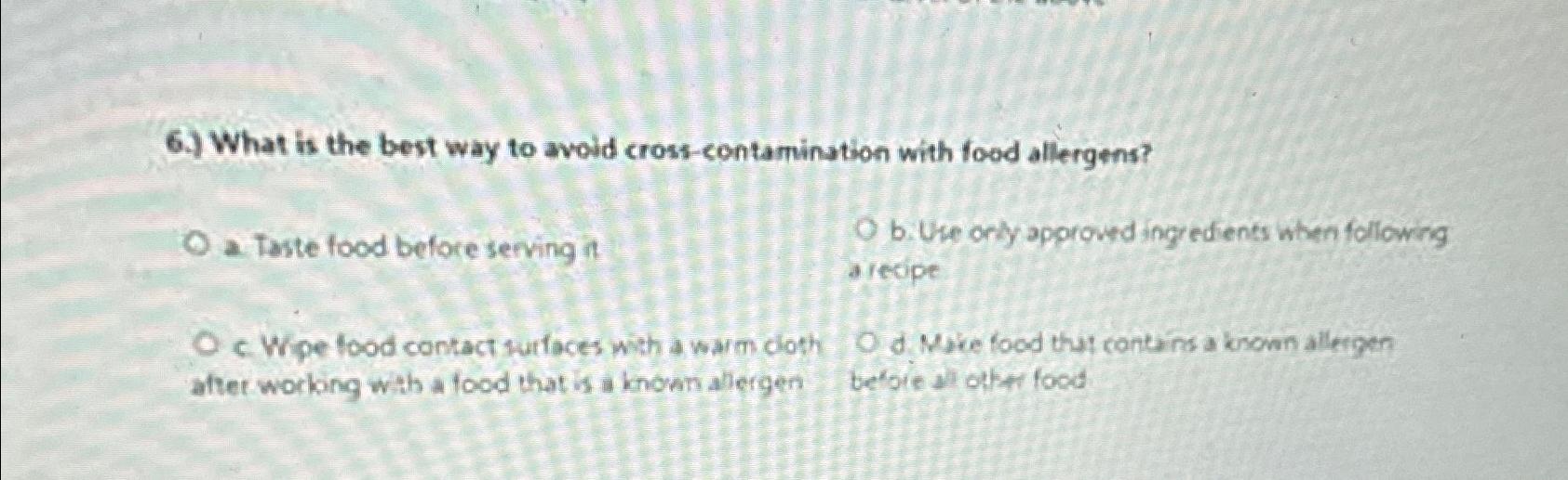 Solved 6.) ﻿What is the best way to avoid | Chegg.com