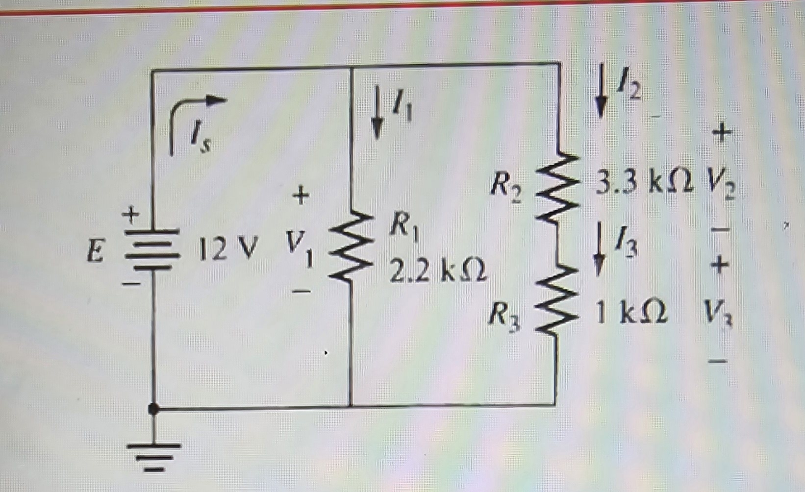 E =12 ﻿find the voltages V1 ﻿V2 ﻿and V3How are the | Chegg.com