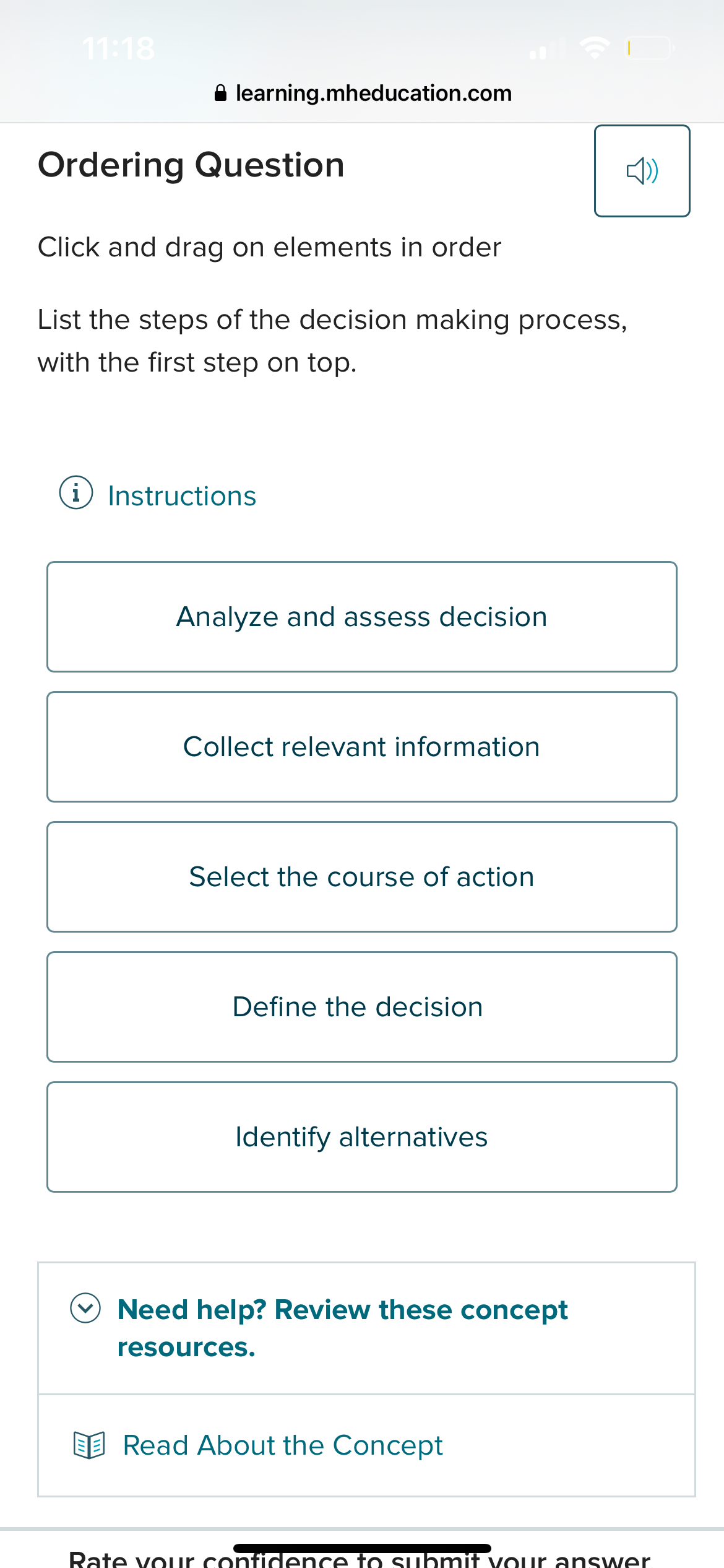 Solved learning.mheducation.comOrdering QuestionClick and | Chegg.com